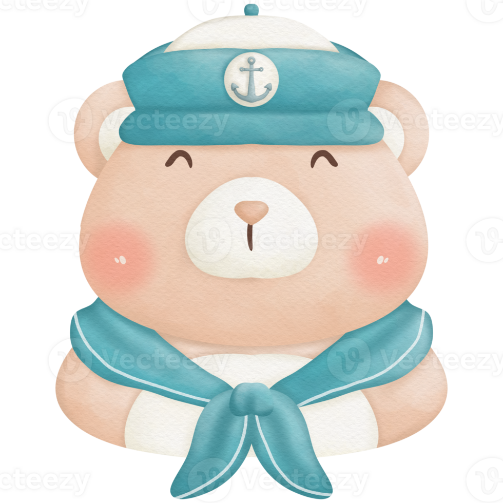 Teddy bear and sailor watercolor clip art 43546960 PNG
