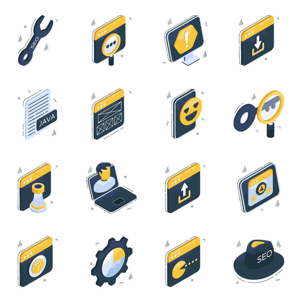 Set of Web and Data Isometric Icons 43548171 Vector Art at Vecteezy
