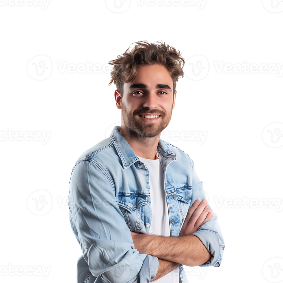 Glad young man posing on isolated transparent background 43555781 PNG