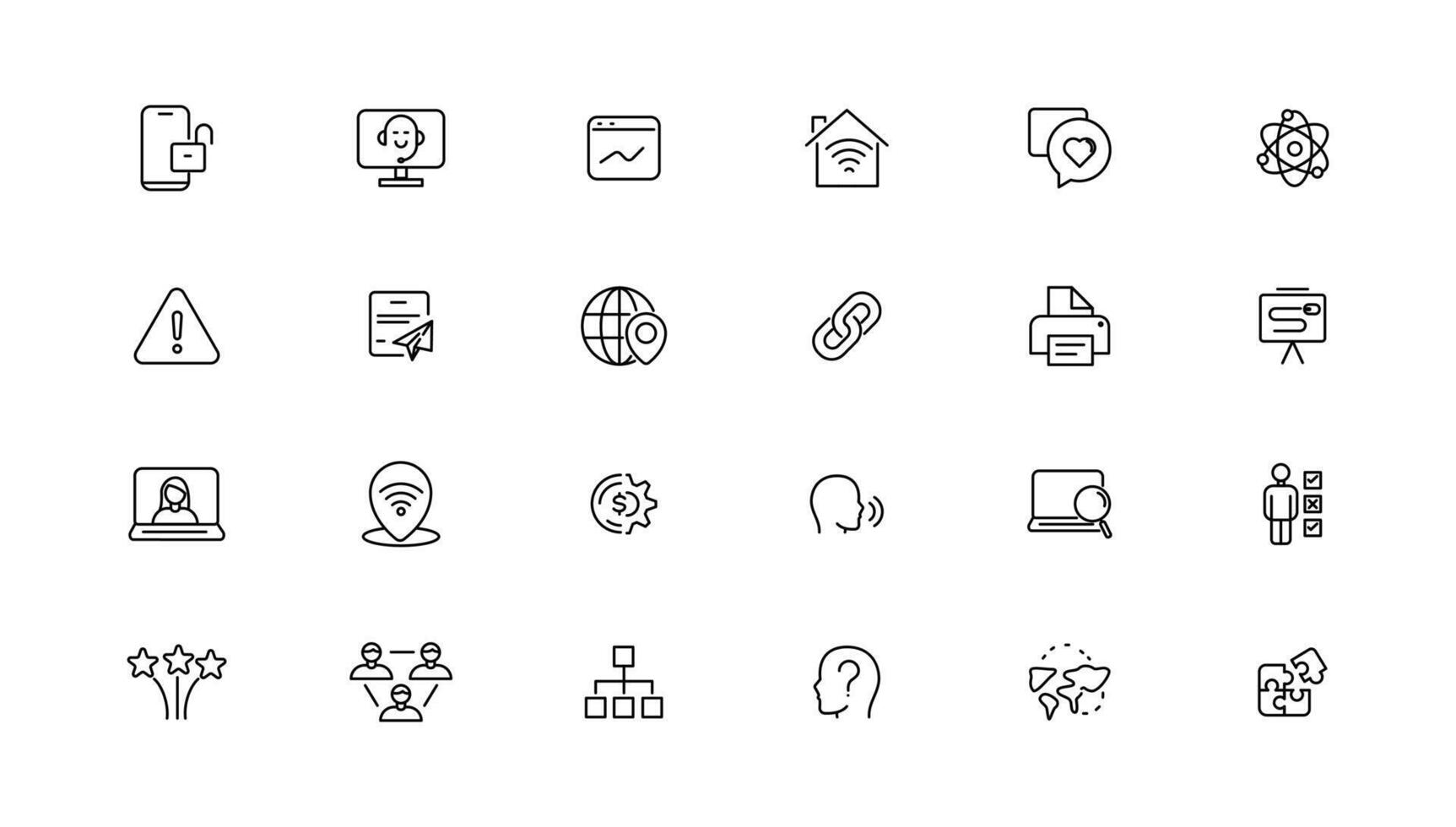 Information technology line icons collection. Big UI icon set in a flat design. Thin outline ...