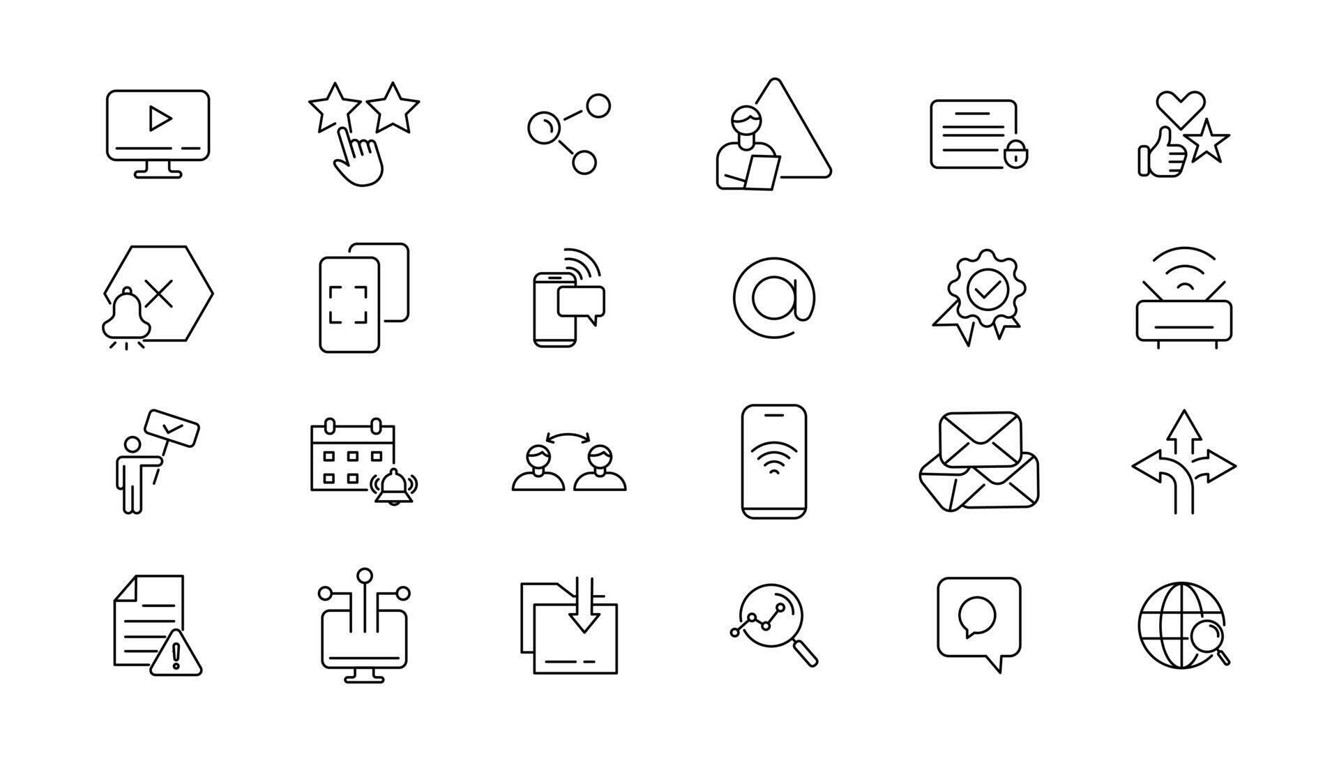 Information Technology Line Icons Collection Big Ui Icon Set In A Flat