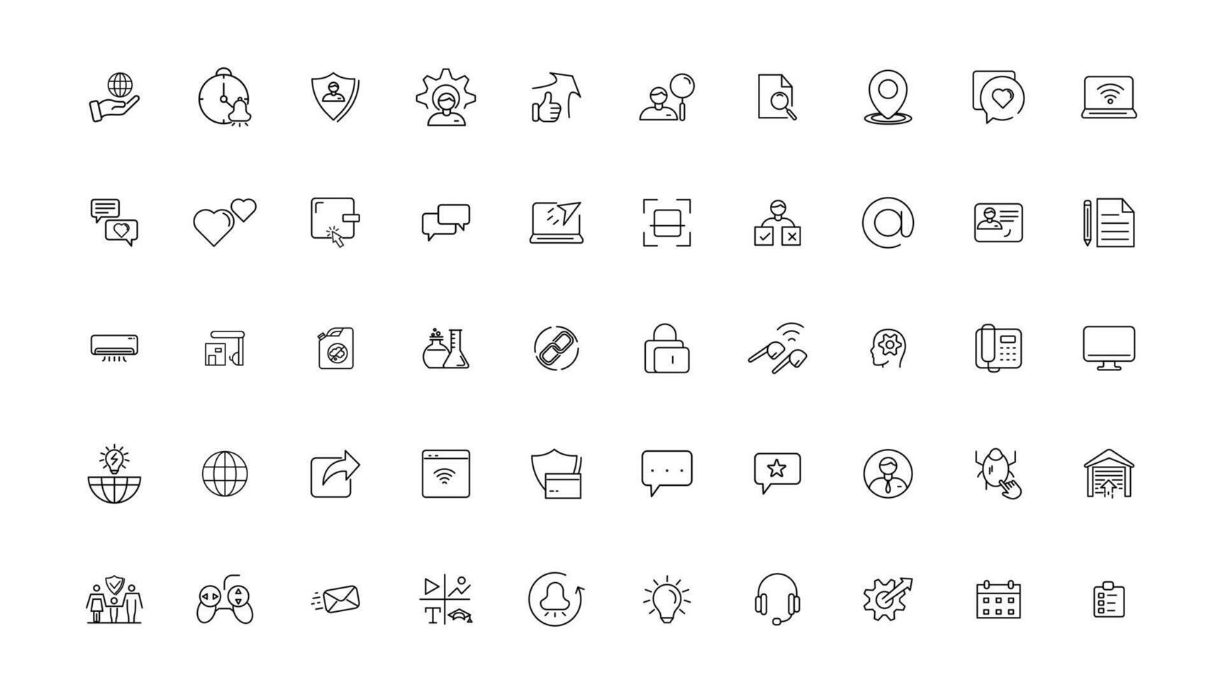 Information Technology Line Icons Collection Big Ui Icon Set In A Flat