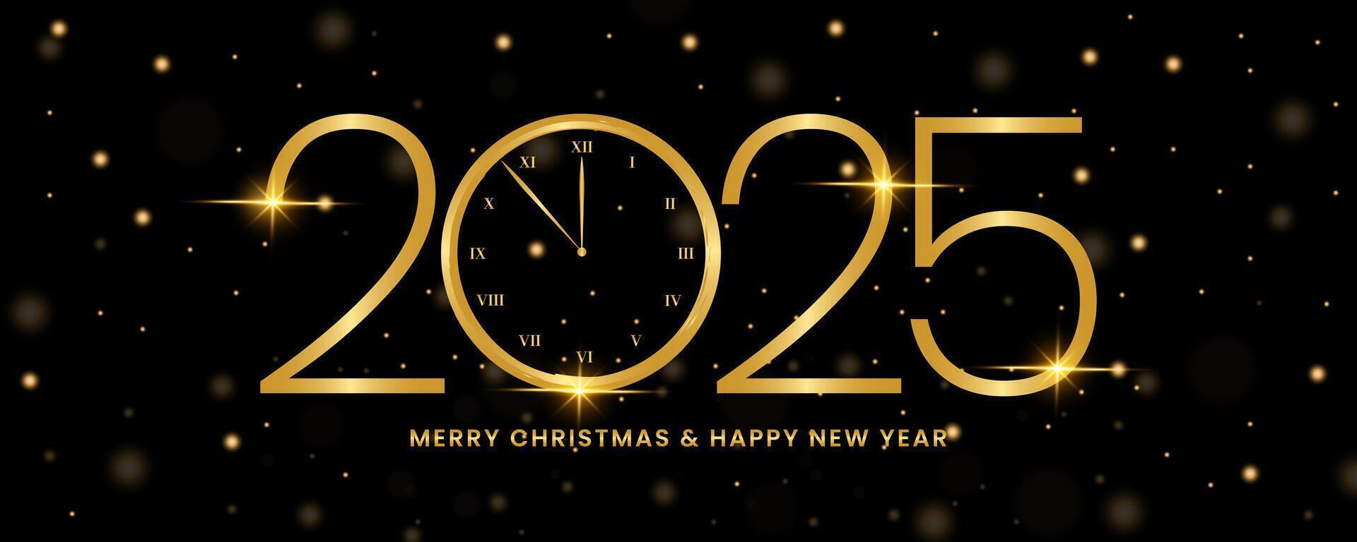 New Year and Christmas 2025 banner with countdown clock to New Year ...