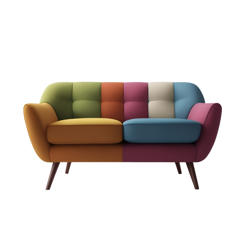 Modern realistic colorful sofa isolated on transparent background ...