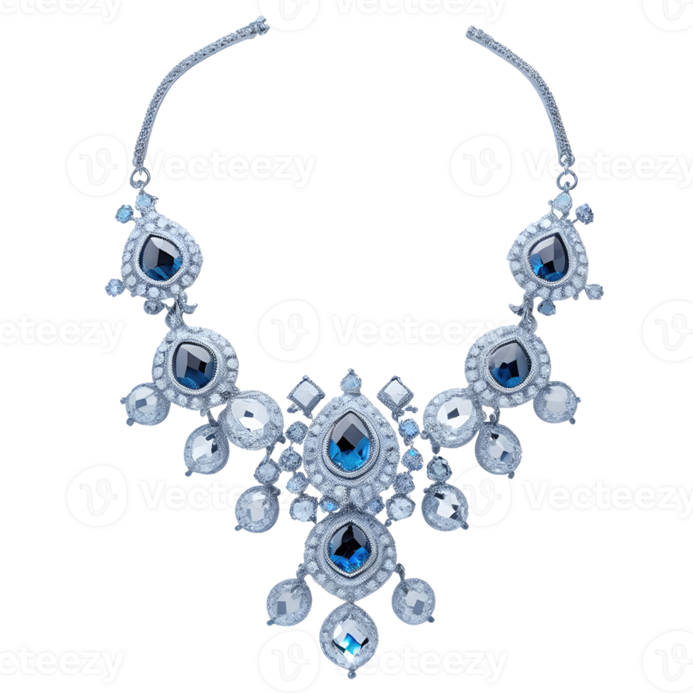 Beautiful expensive blue diamond necklace isolated on transparent ...
