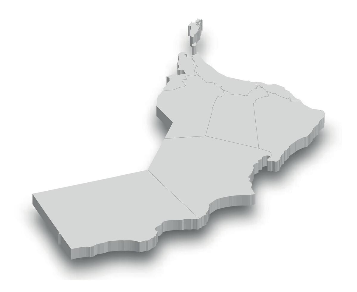 3d Oman white map with regions isolated 43698667 Vector Art at Vecteezy