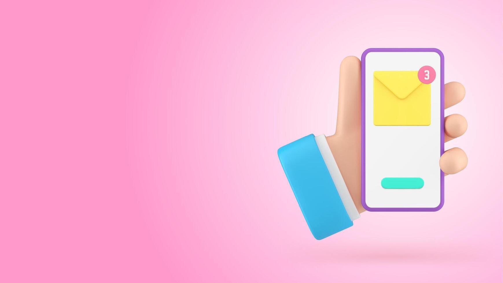 Newsletter incoming message email electronic mail notification smartphone application 3d icon ...