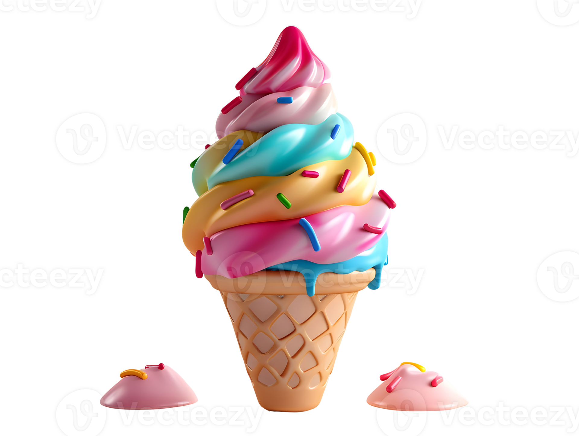 Rainbow Ice Cream Cone 3d Element Illustration 43731497 Png