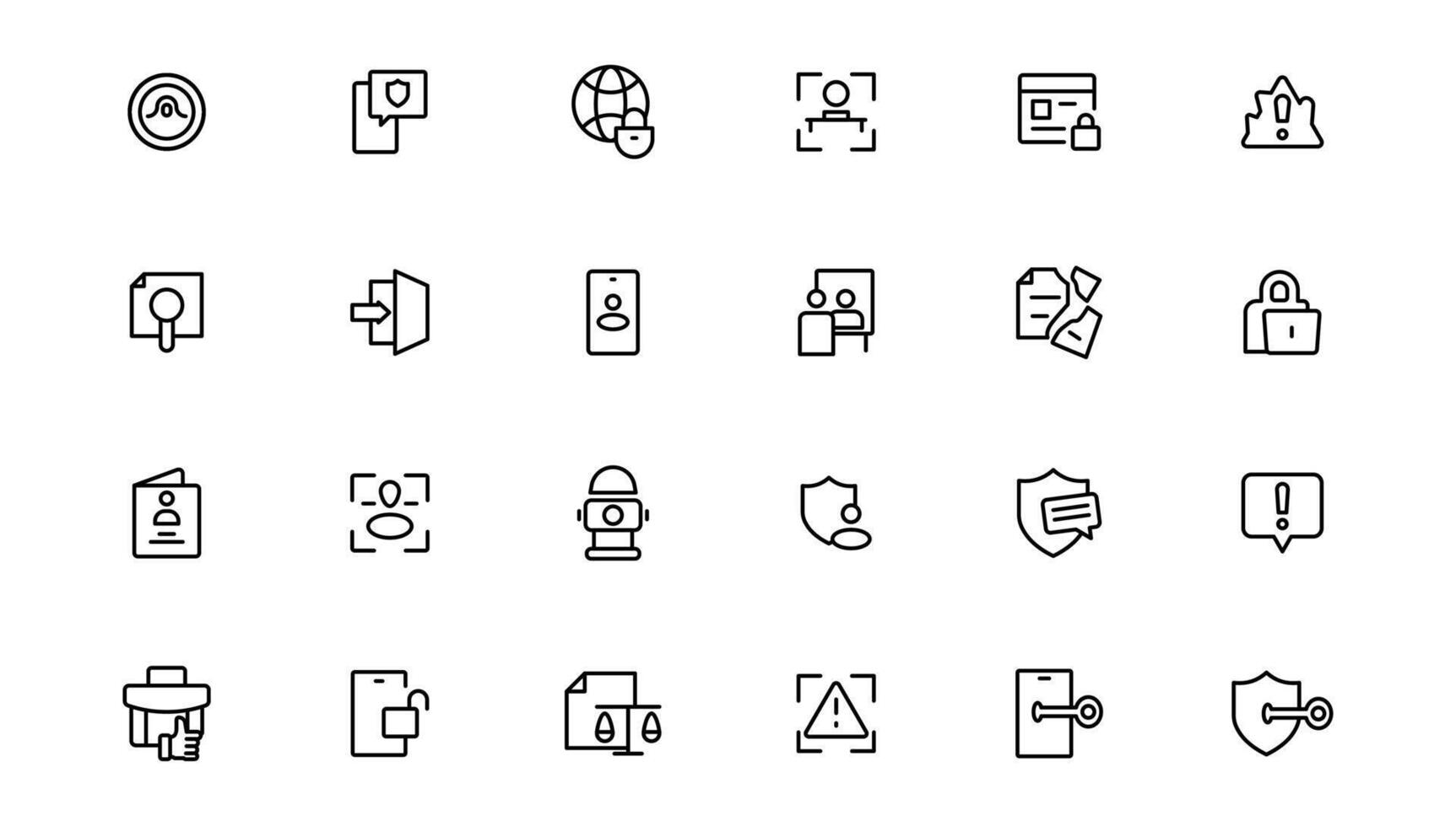 Security Line Icons Set Cyber Lock Unlock Password Guard Shield
