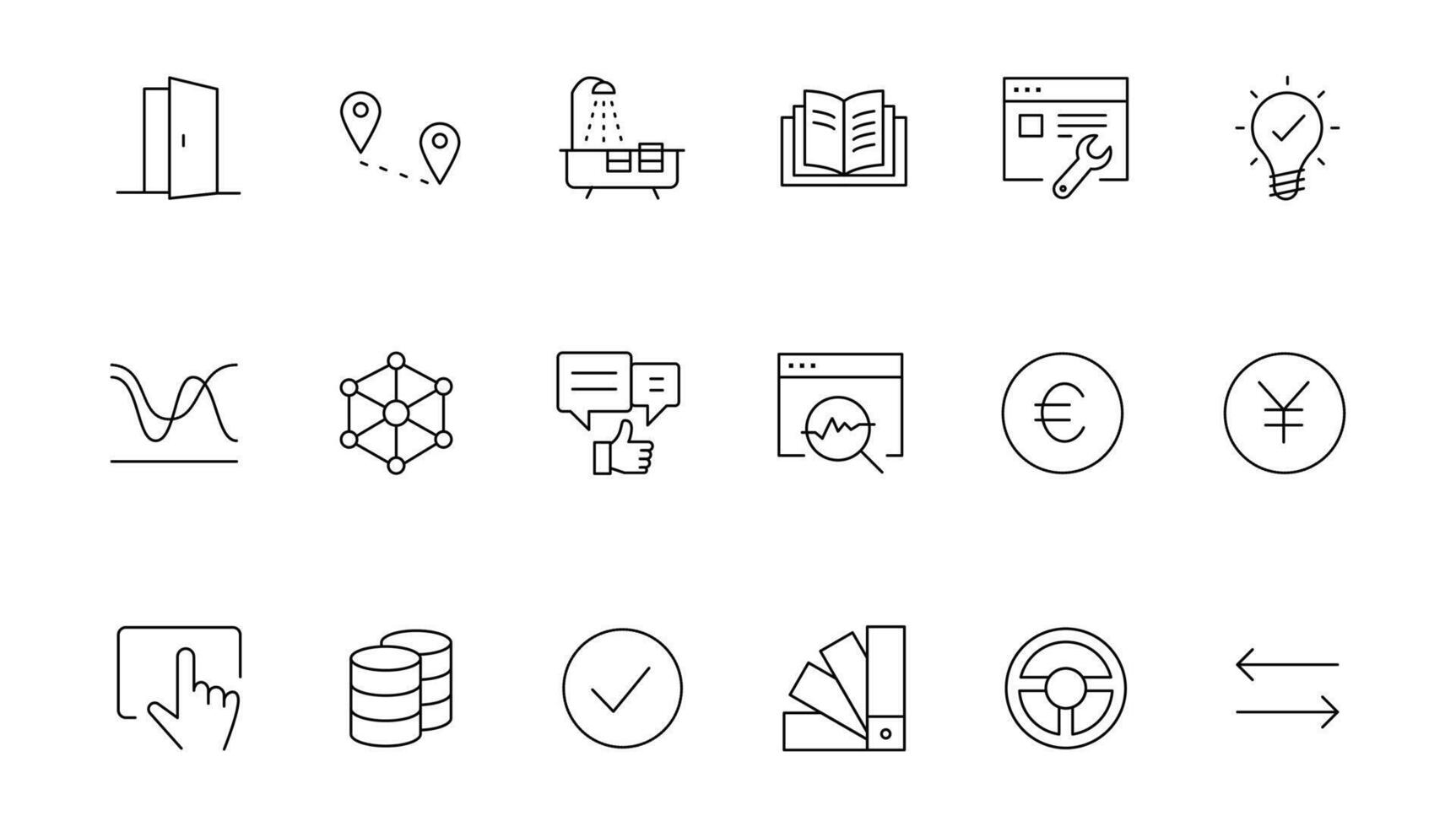 Set Of Thin Line Web Icon Set Simple Outline Icons Collection Pixel