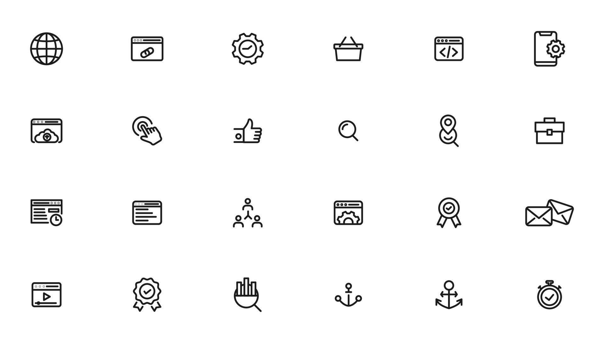 Search Engine Optimization And Web Development Thin Line Web Icon Collection 43765858 Vector