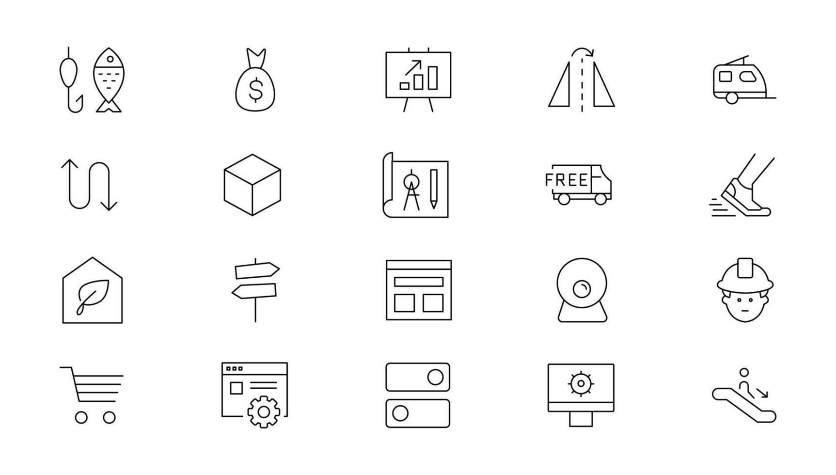 Set Of Thin Line Web Icon Set Simple Outline Icons Collection Pixel