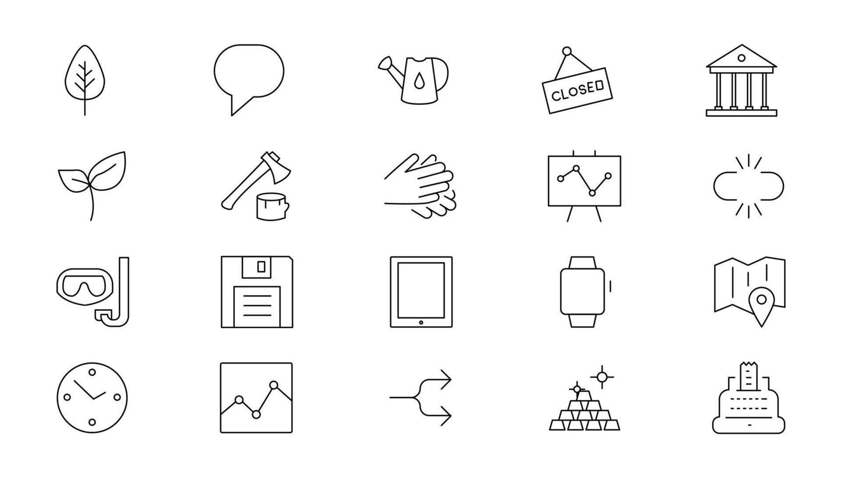 Set Of Thin Line Web Icon Set Simple Outline Icons Collection Pixel