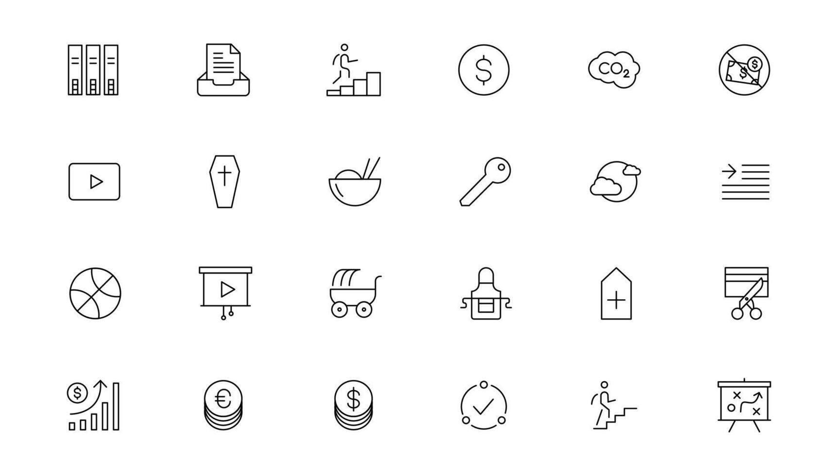 Set Of Thin Line Web Icon Set Simple Outline Icons Collection Pixel