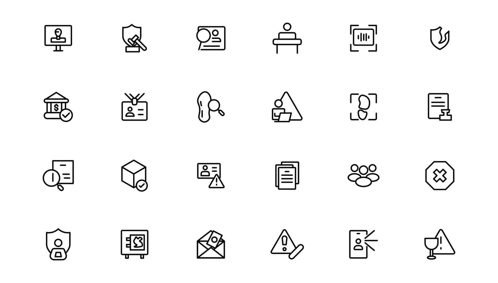 Security Line Icons Set Cyber Lock Unlock Password Guard Shield