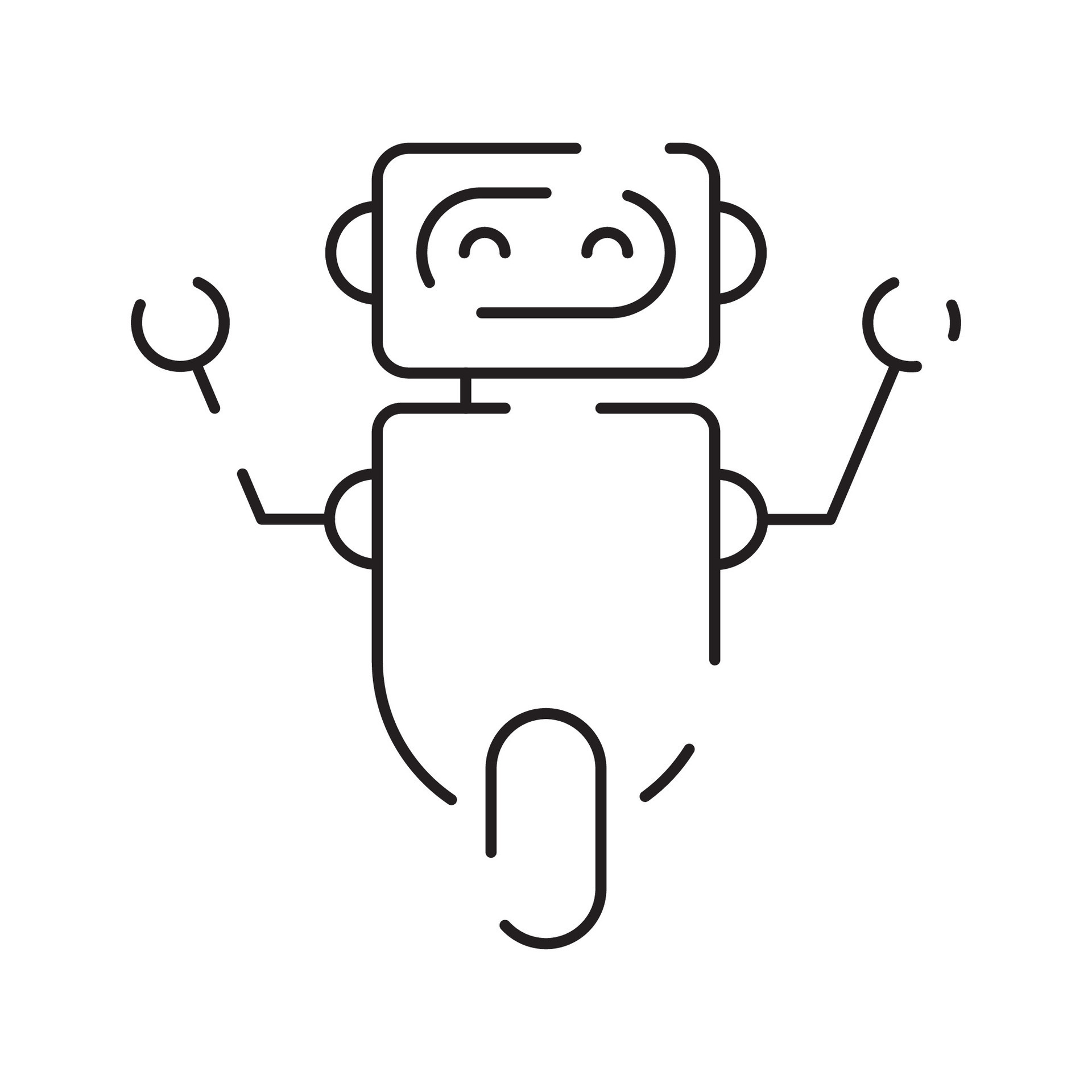 Chatbot line icon. Humanoid robot. Personal voice assistance. Smart ...