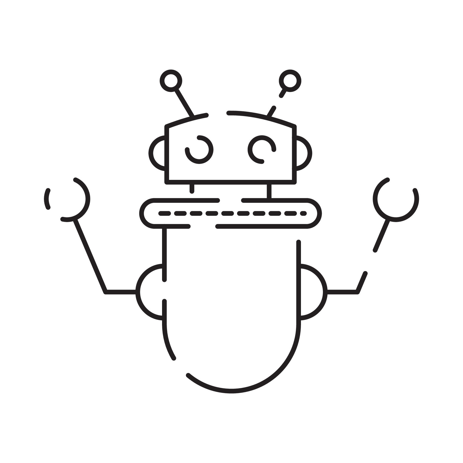 Chatbot line icon. Humanoid robot. Personal voice assistance. Smart ...