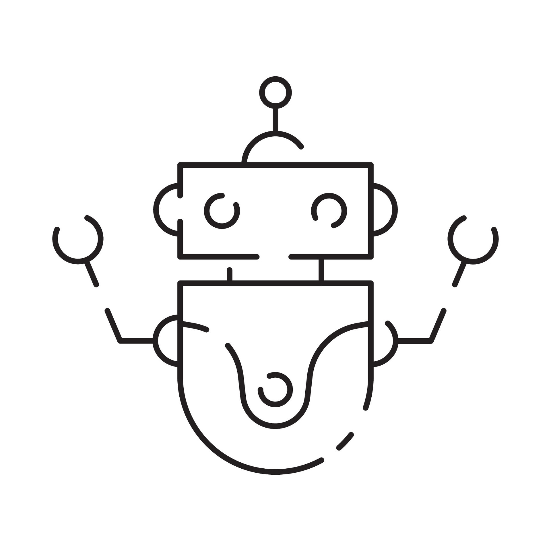 Chatbot line icon. Humanoid robot. Personal voice assistance. Smart ...