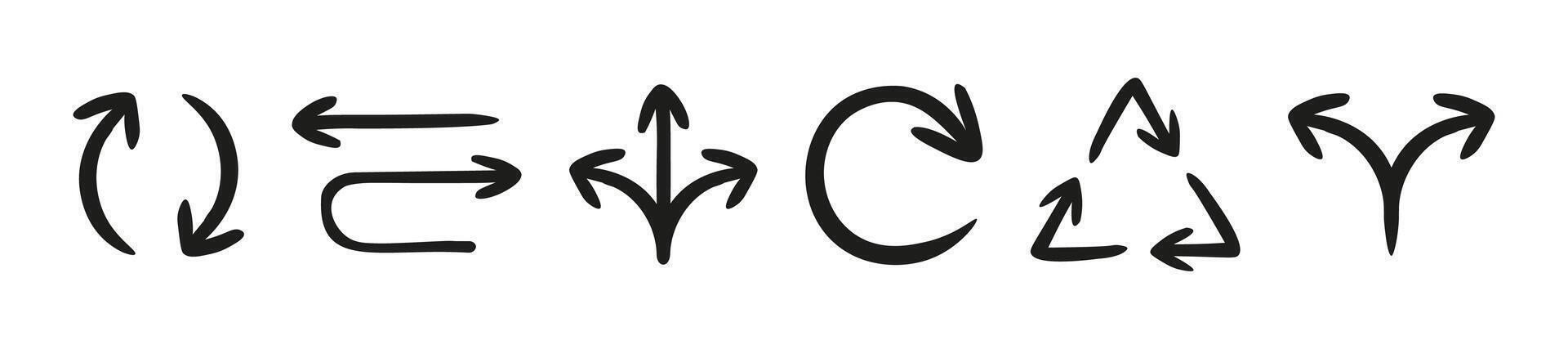 Different Dirrection Arrow Doodle Icons Path Dirrections Brush Icon Set 43768419 Vector Art At