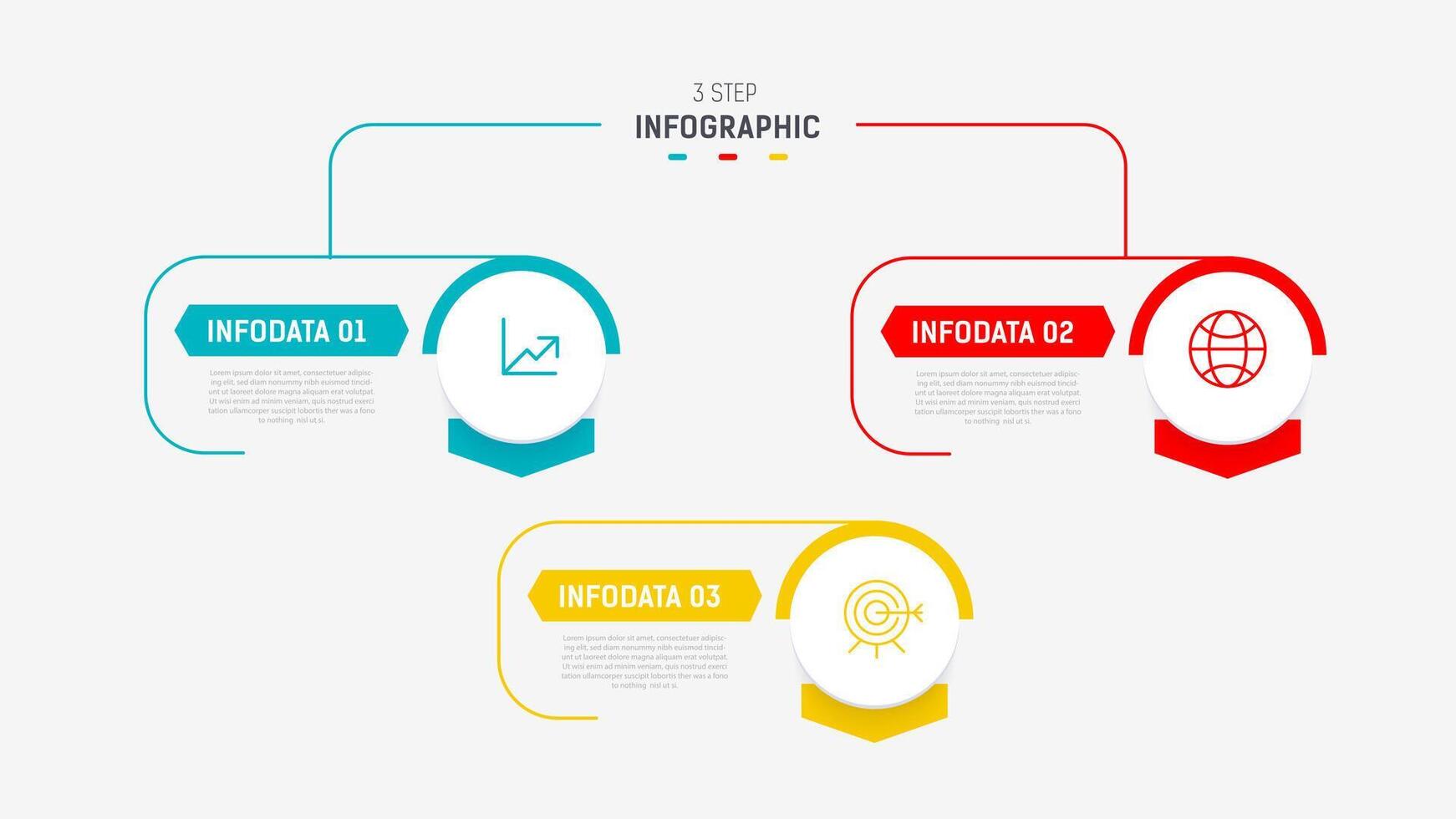 Three Step Infographic label design template with line icons. process ...