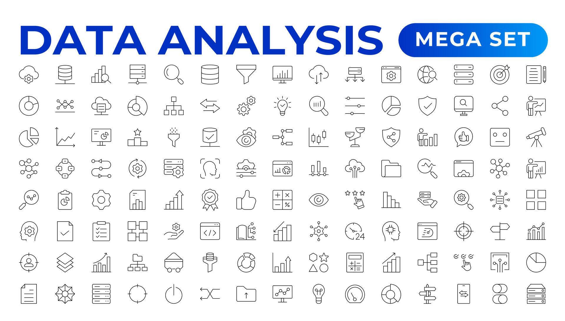 Data Analytics Icon Set Big Data Analysis Technology Symbol
