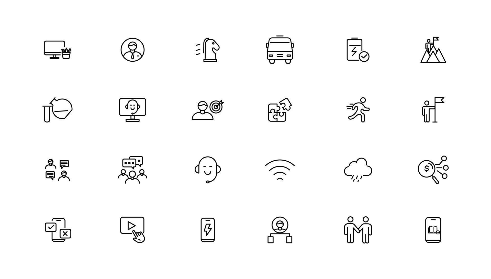 Teamwork and education linear icons collection.Set of thin line web icon set, simple outline ...