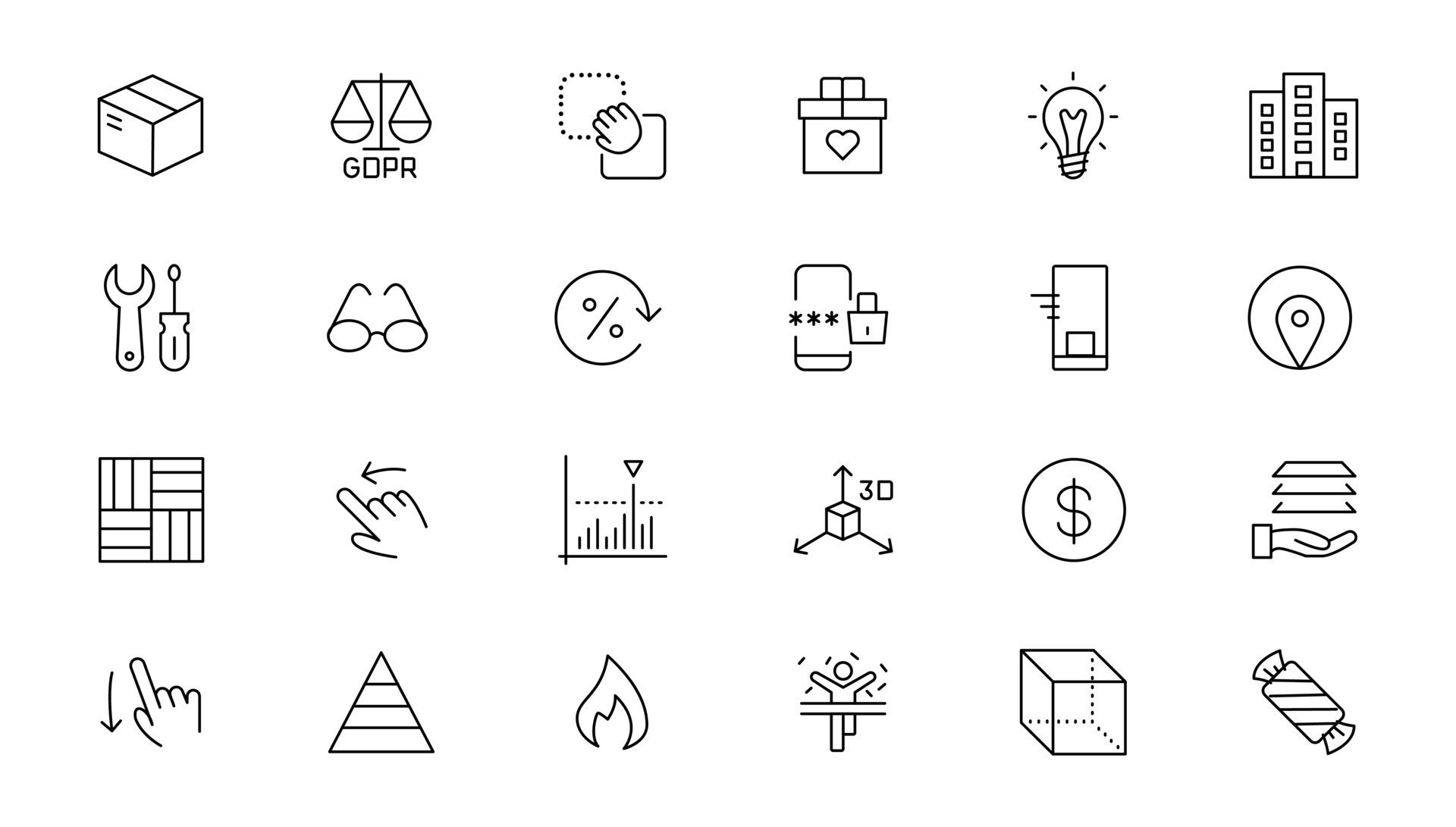 Set of thin line web icon set, simple outline icons collection, Pixel Perfect icons, Simple ...