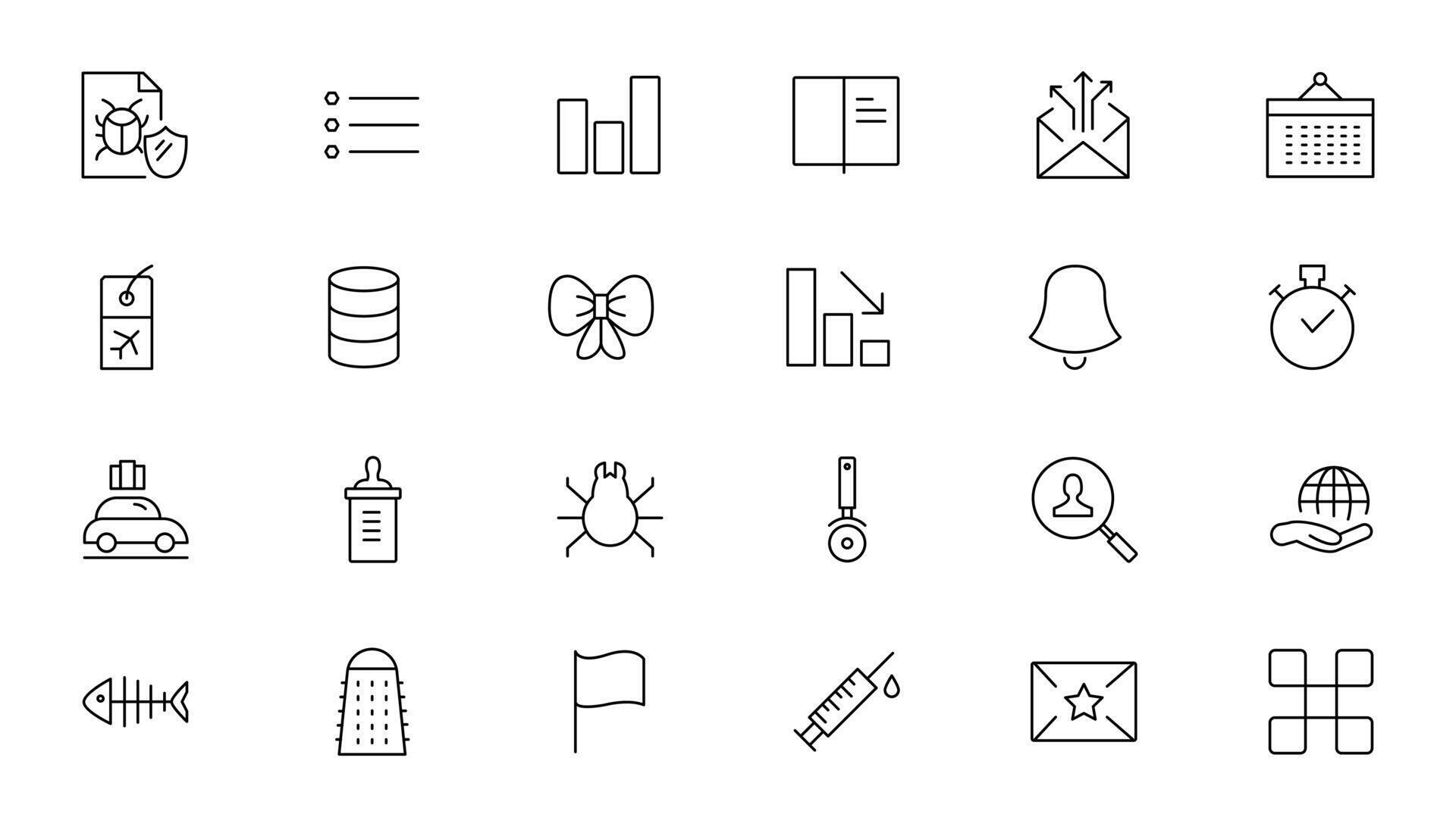 Set of thin line web icon set, simple outline icons collection, Pixel Perfect icons, Simple ...