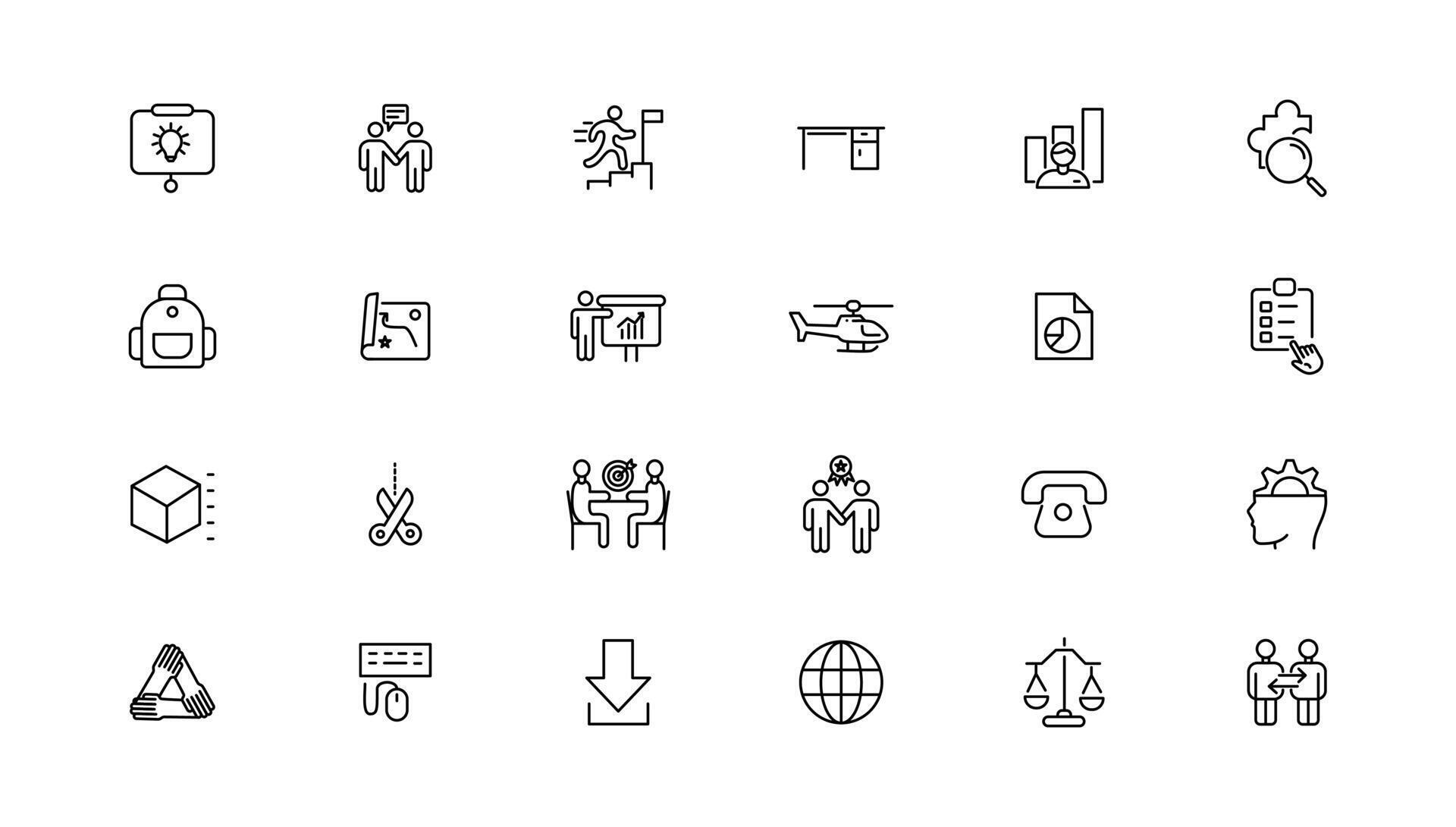 Teamwork and education linear icons collection.Set of thin line web icon set, simple outline ...