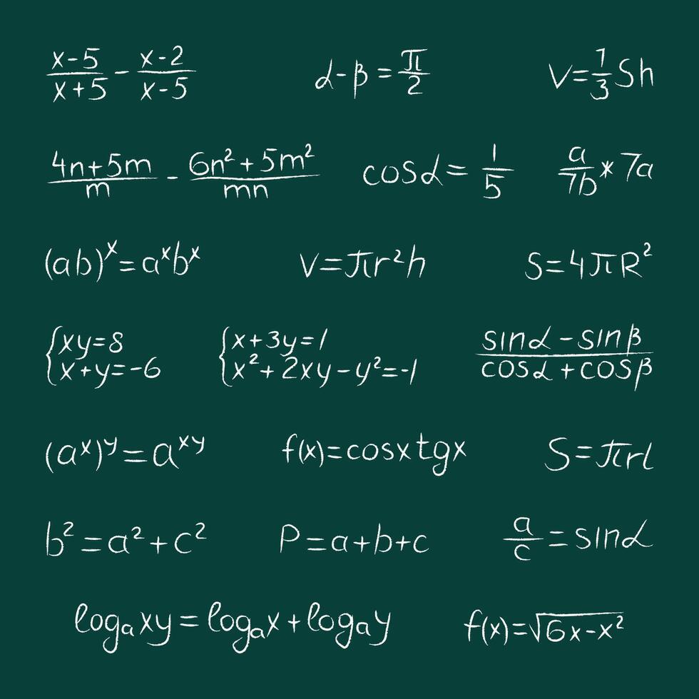 Chalk set of mathematical theory formula, calculation and equation ... Chalk set of mathematical theory formula, calculation and equation ...