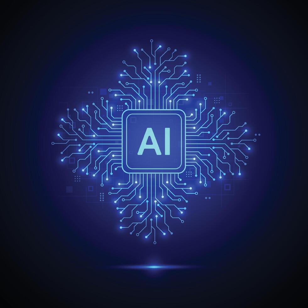 Artificial intelligence circuit line style. Machine learning design. Smart network digital ...