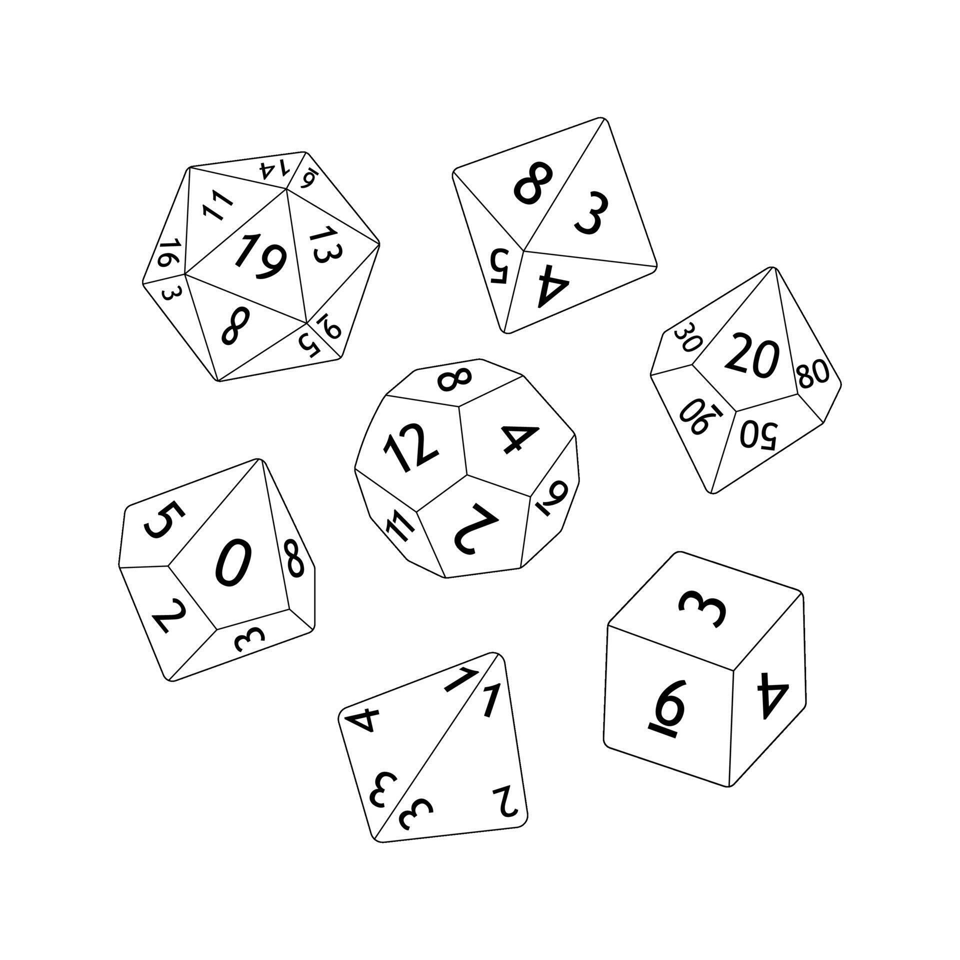 D8 D10 D12 D20 Dice for Board games. Collection of polyhedral dices ...