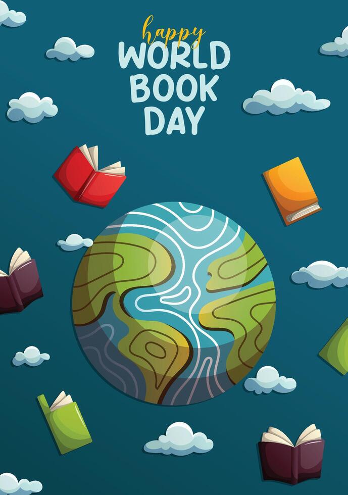World Book Day Poster Illustration With Flying Book 43876436 Vector Art