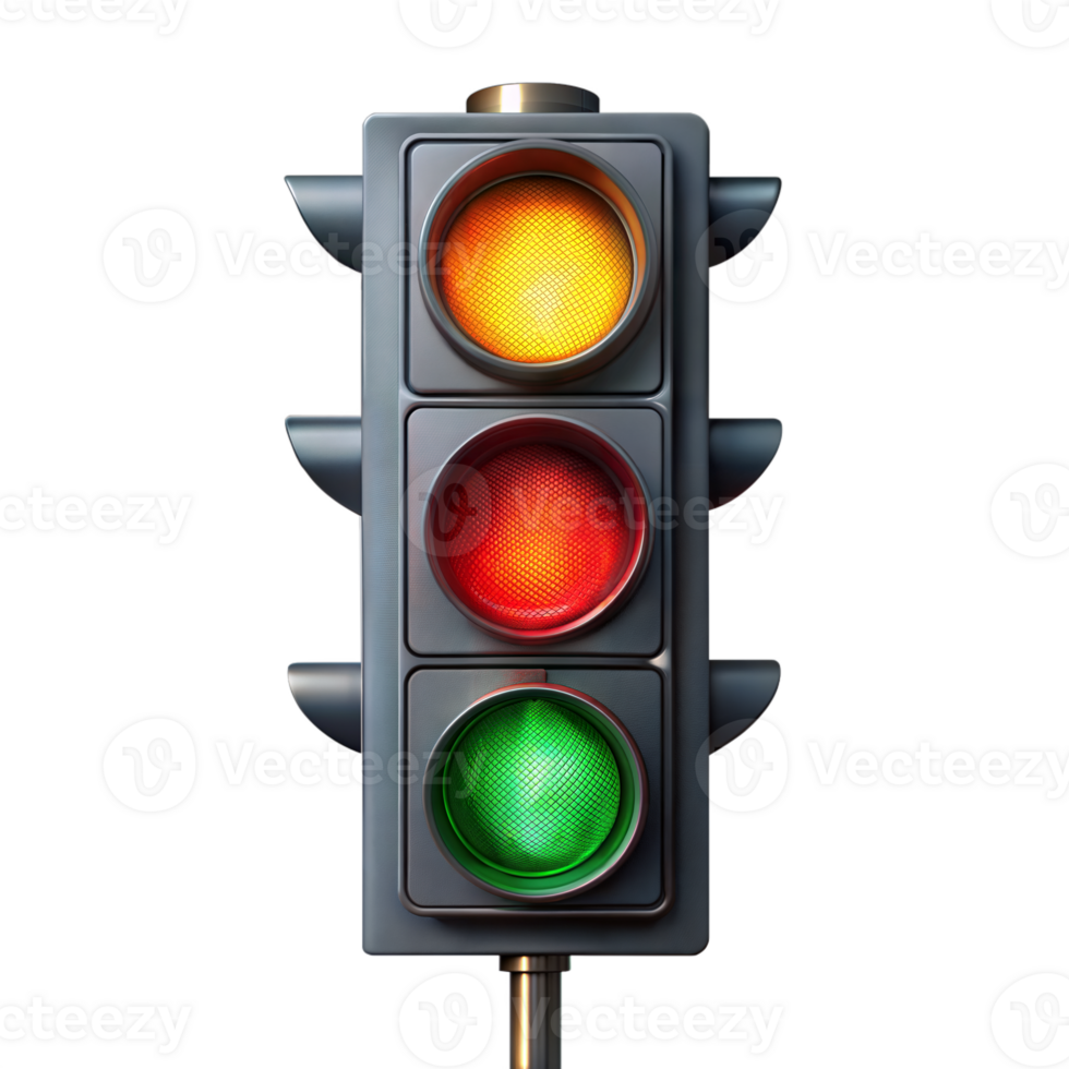 Traffic light displaying all signals on transparent background 43988973 PNG