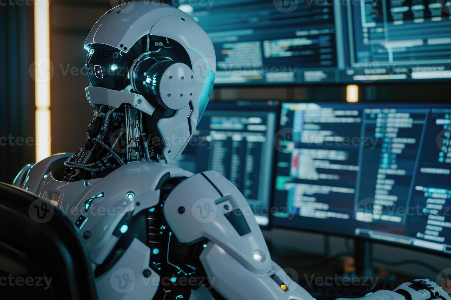 AI generated AI robot hacking digital data cyber security concept in metaverse. 43990658 Stock ...