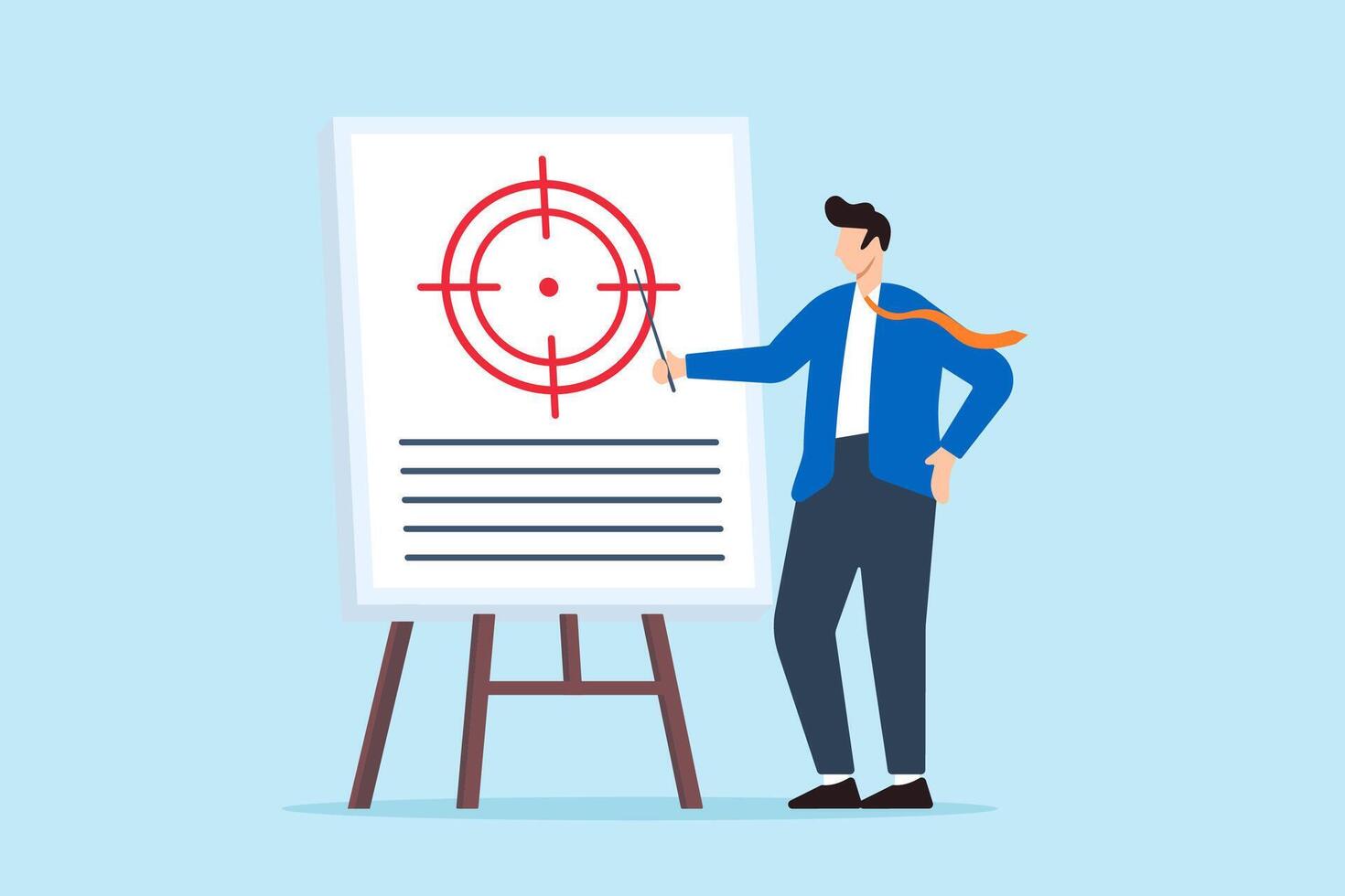 Smart businessman presents scope of work in meeting, illustrating ...