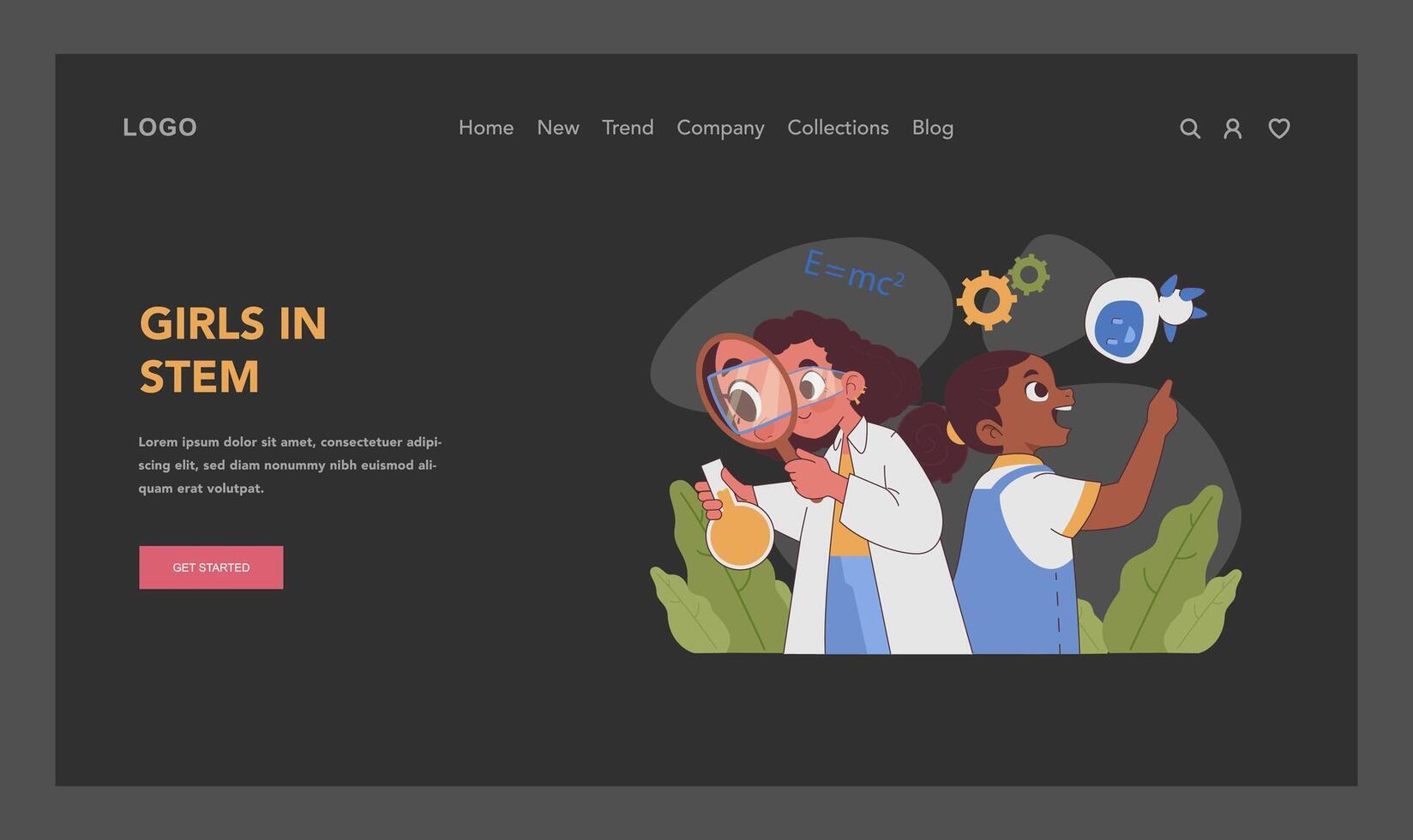 Girls in STEM concept. Flat illustration 44012505 Vector Art at Vecteezy