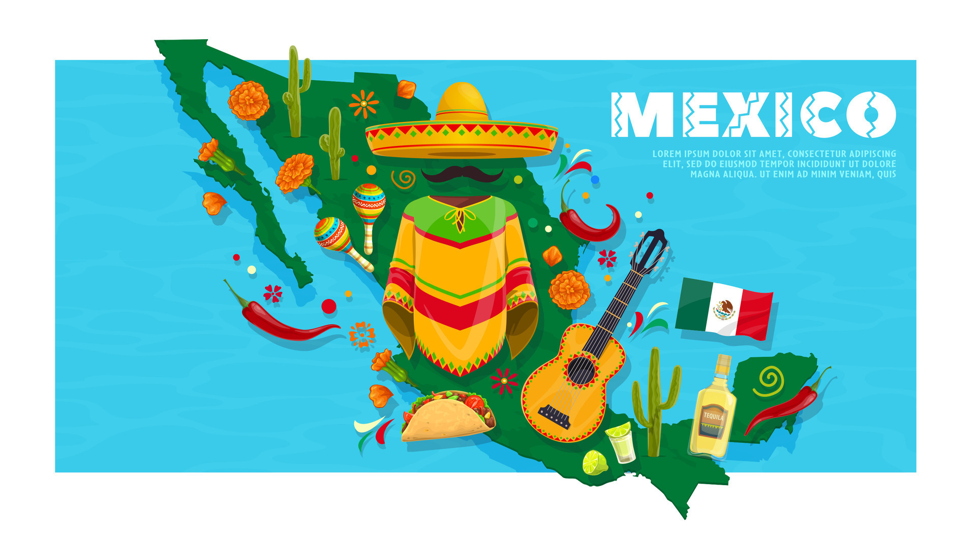 viaje mexico geografía mapa con nacional artículos 44015341 Vector en ...