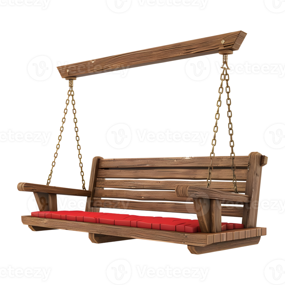 3D Rendering of a Wooden Swing Bench on Transparent Background 44016849 PNG