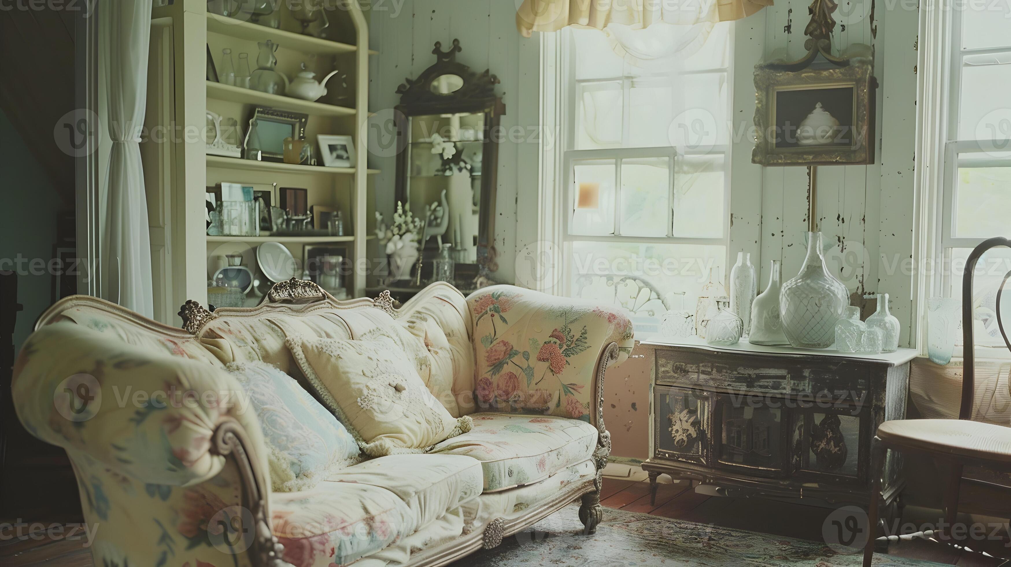 Cozy and Elegant Vintage-Inspired Living Room with Antique Decor and ...