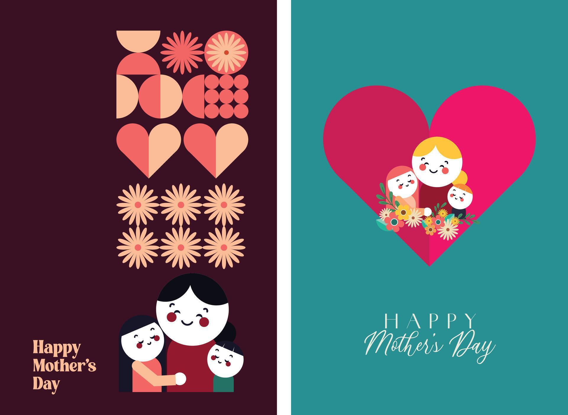 Flat Design Happy Mothers Day Card Collection 44027467 Vector Art At