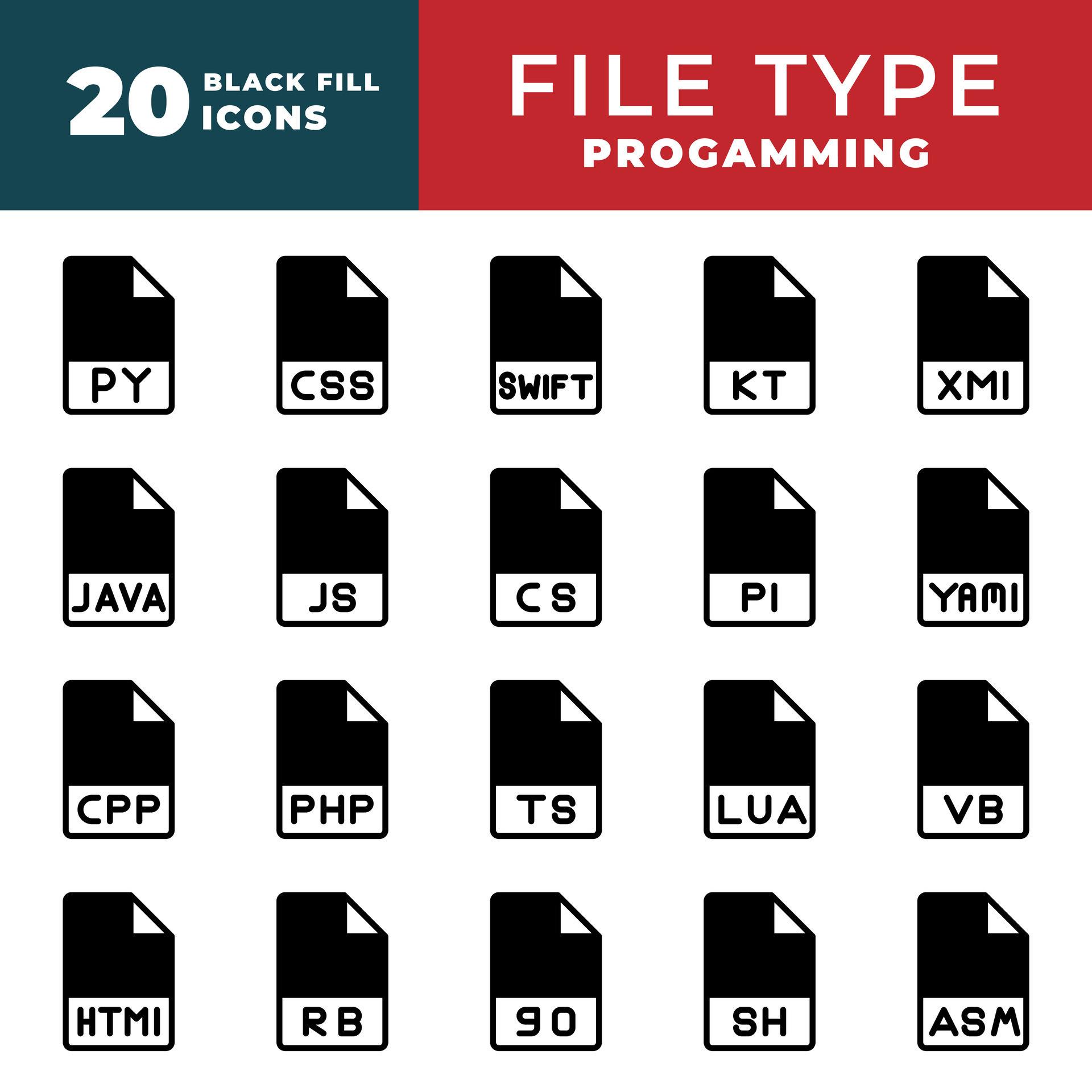 File Type Icon Set Document Files Extension Icons Symbol With A Solid Design 44041606 Vector