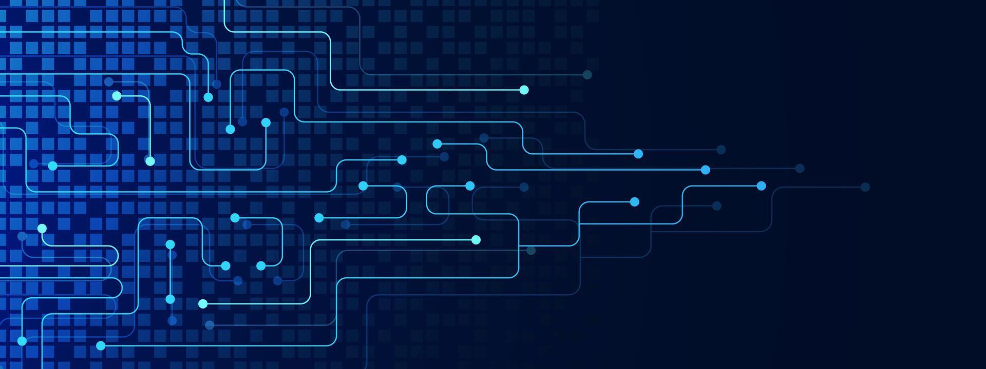 Abstract Network Connection With Connecting Dots Lines Circuit Board Technology Futuristic