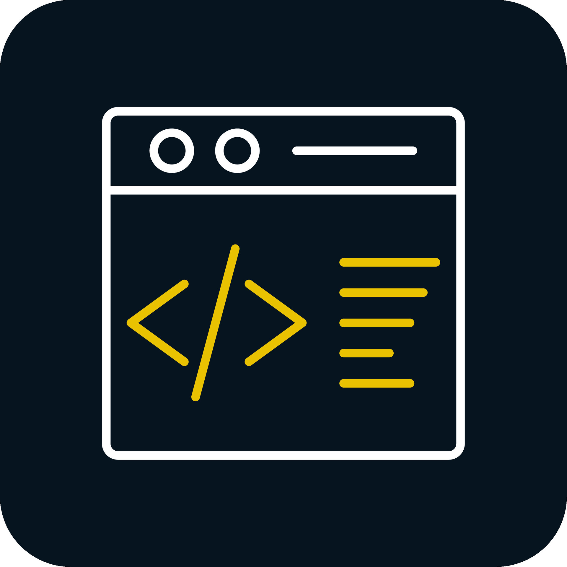 Website Codes Line Yellow White Icon 44109035 Vector Art at Vecteezy