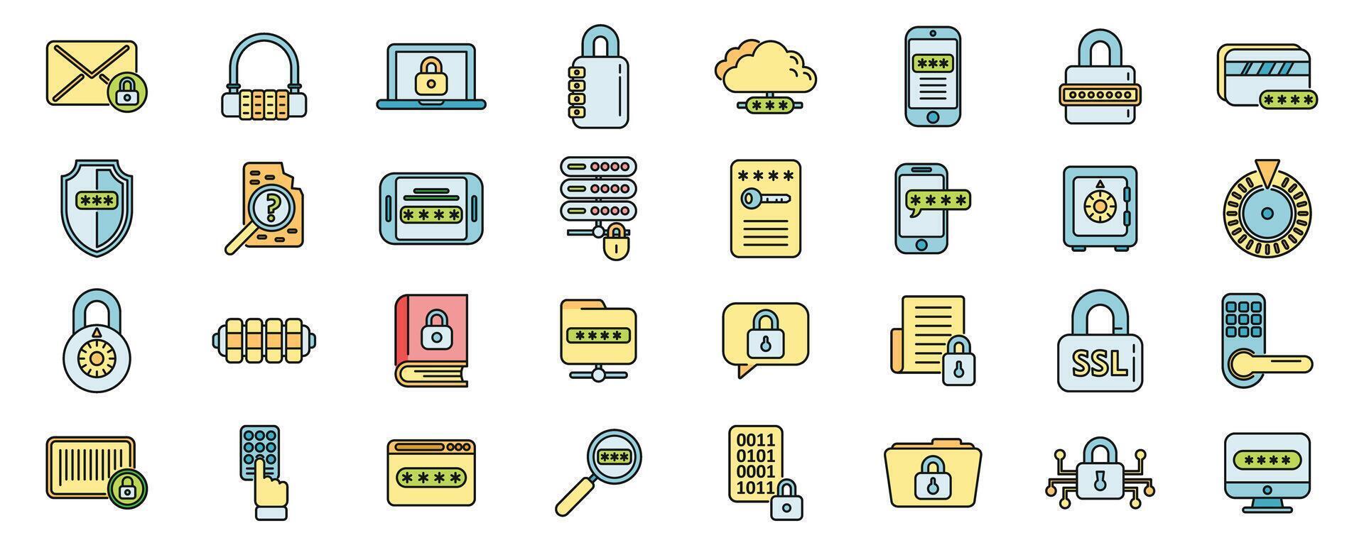 Cipher Icons Set Color Line 44159622 Vector Art At Vecteezy