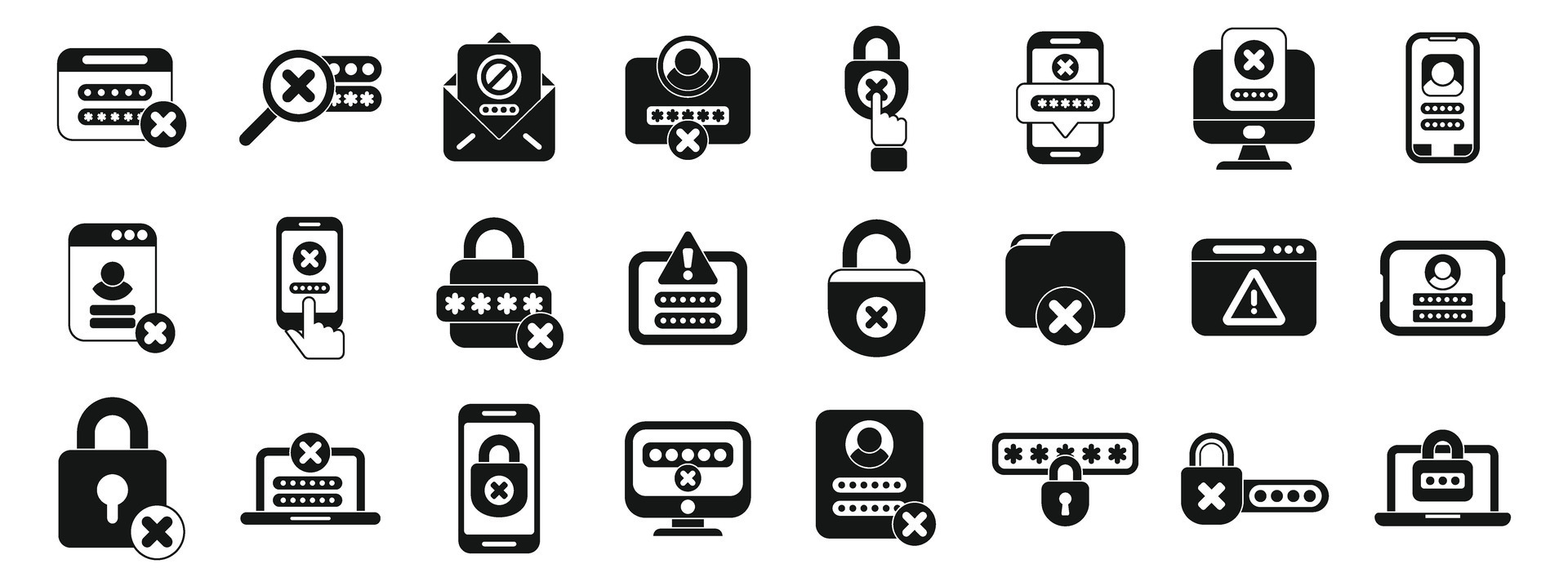 Wrong Password Icons Set Simple Lock Key Forget 44159700 Vector Art At Vecteezy