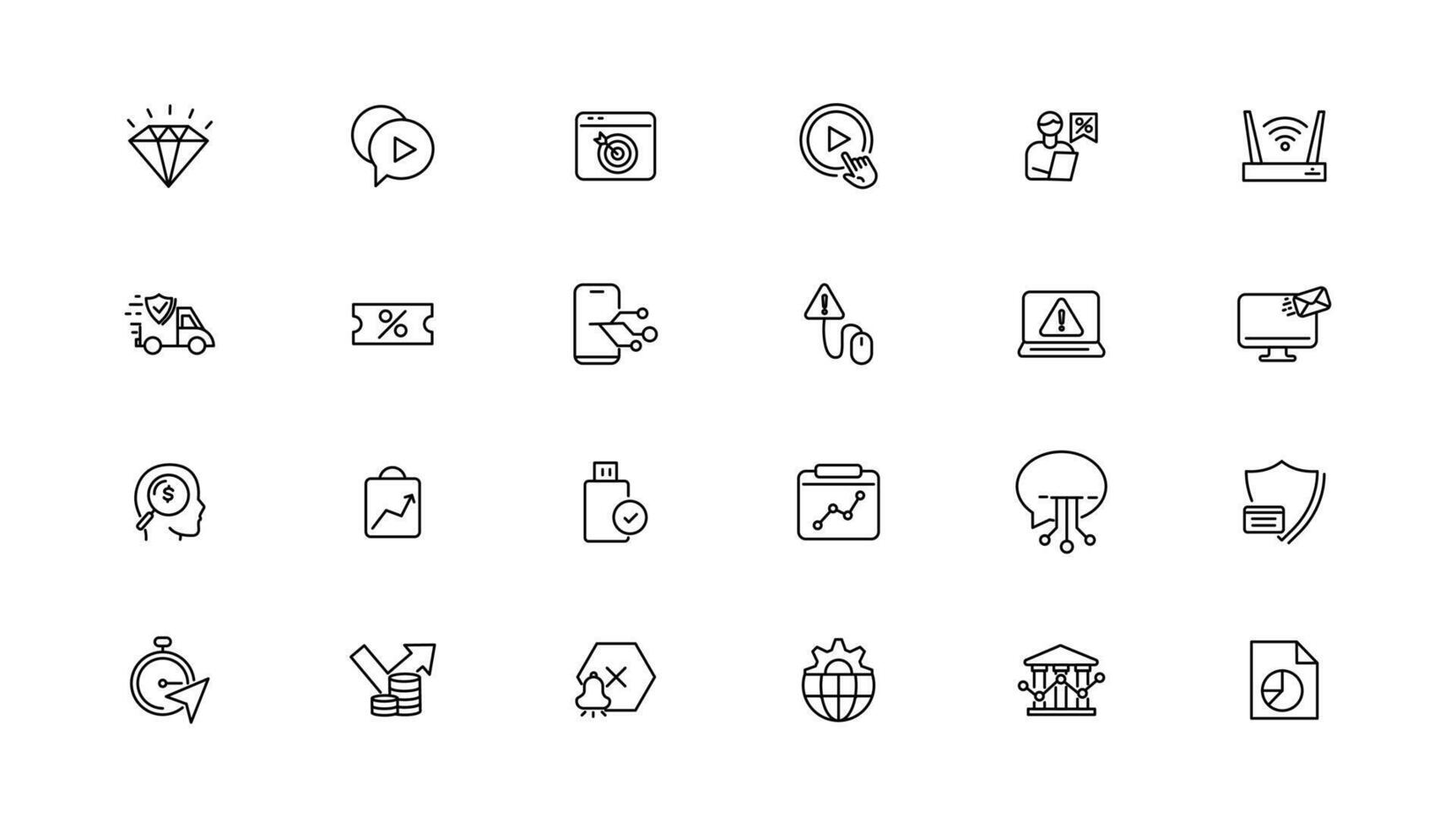 Digital business linear icons collection.Set of thin line web icon set, simple outline icons ...
