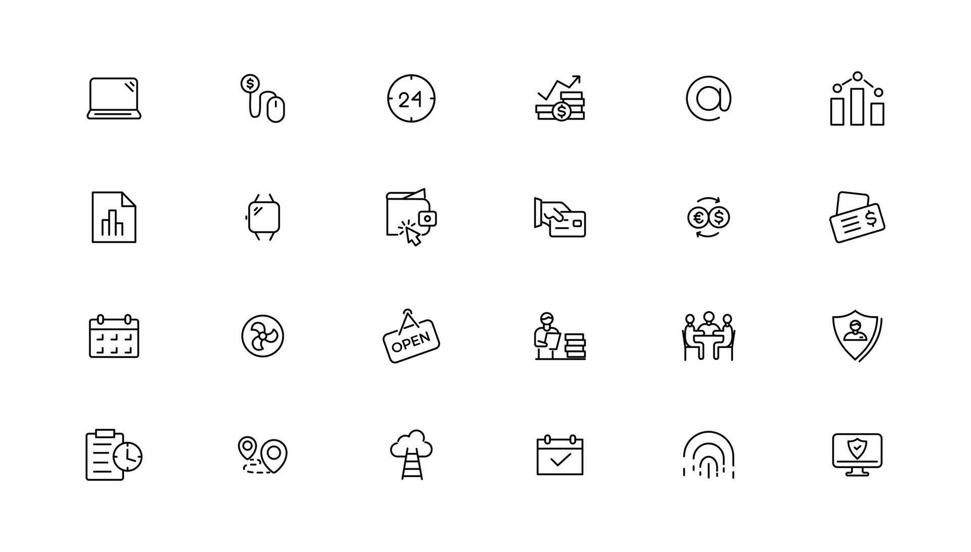 Digital business linear icons collection.Set of thin line web icon set, simple outline icons ...