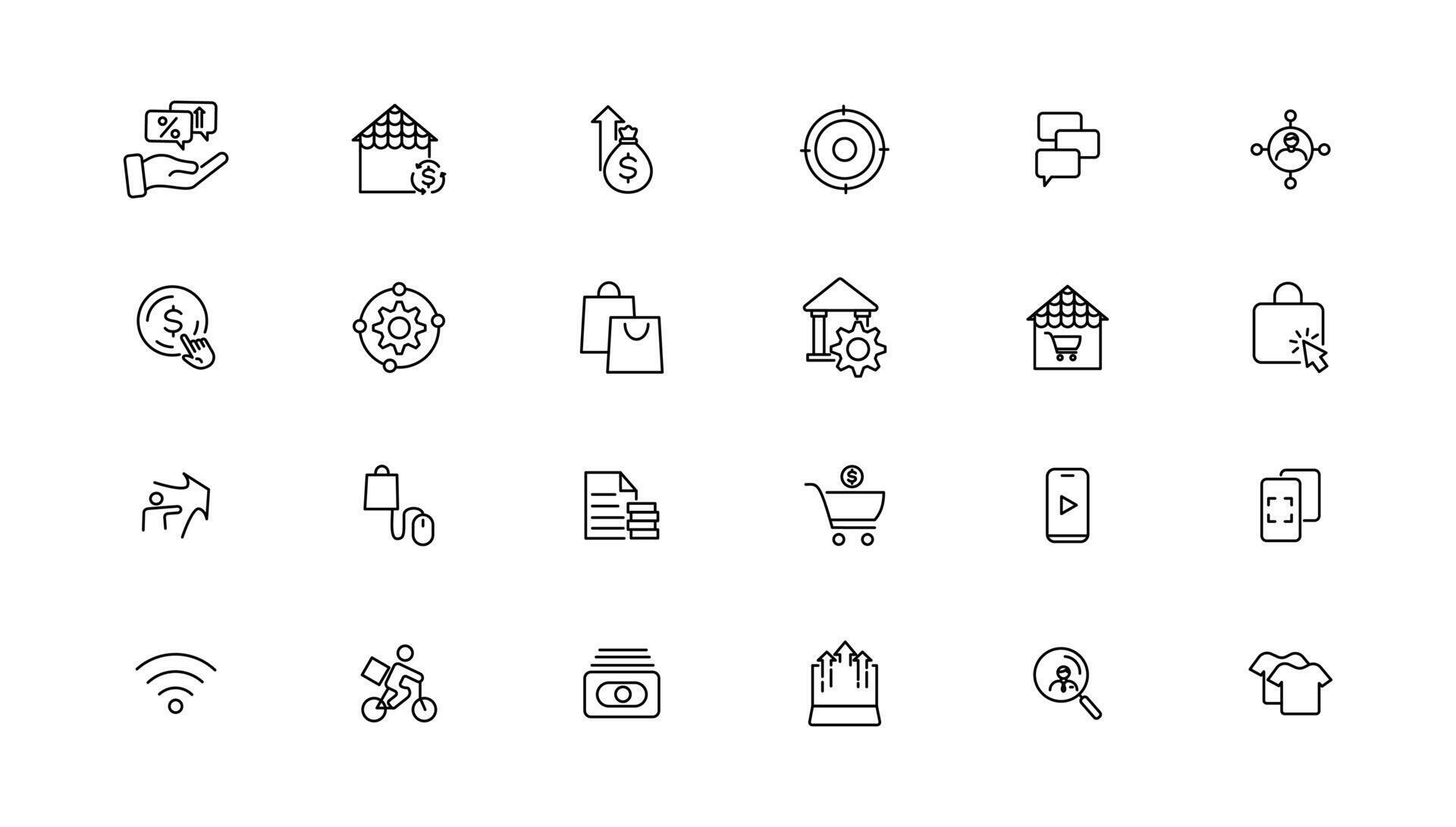 Digital business linear icons collection.Set of thin line web icon set, simple outline icons ...