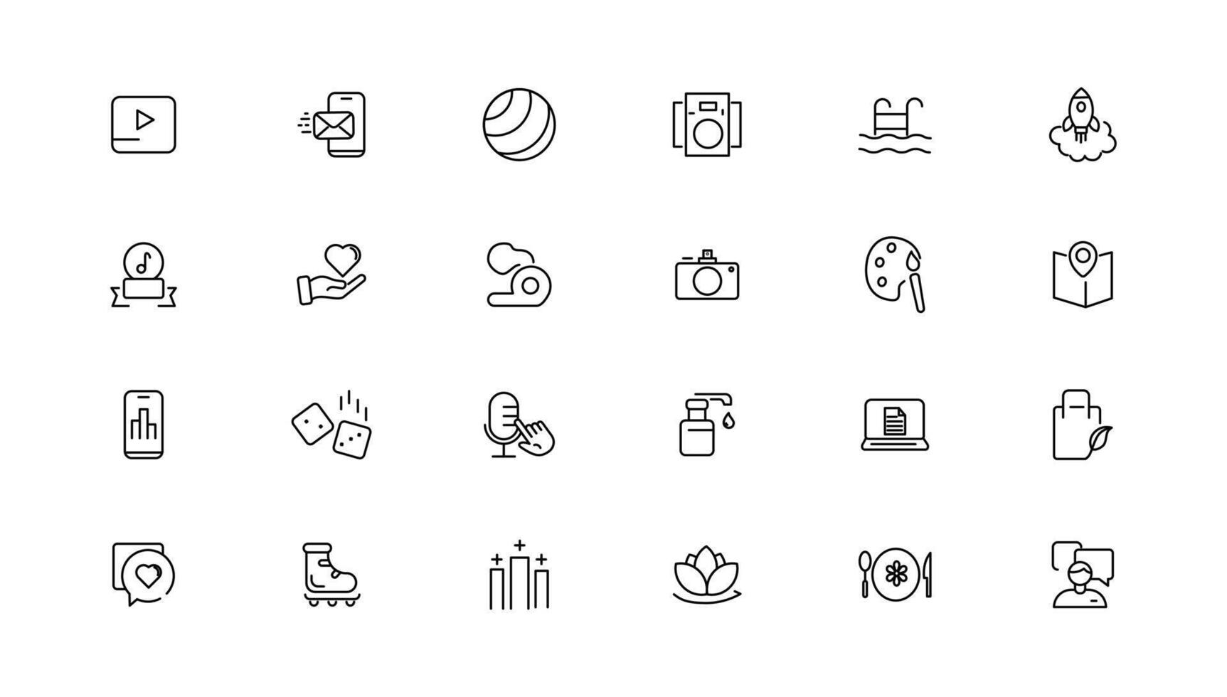 Hobby And Recreation Linear Icons Collectionset Of Thin Line Web Icon